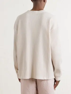 FRIZMWORKS Oversized Waffle-knit Cotton-blend T-shirt - Neutrals