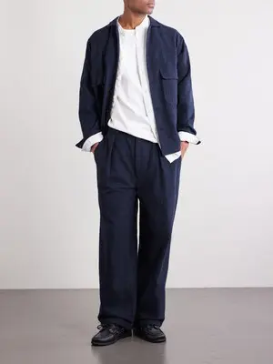 Blue Blue Japan Jacquard Cotton-blend Trousers