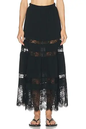 FLEUR DU MAL Adeline Maxi Skirt - Black