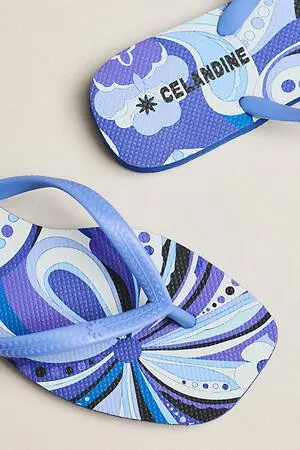 CELANDINE Eva Flip Flops - Blue Pattern