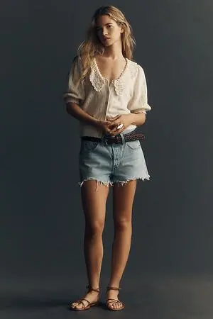 Rails Short-sleeve Cardigan With Pointelle Texture