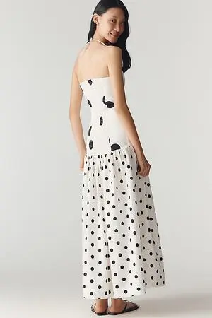 SWF Polka Dot Halter Maxi Dress