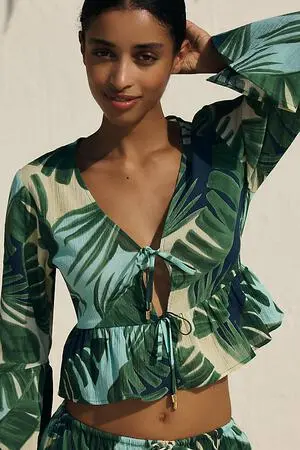 Sanctuary Ruffle Tie-front Cover-up Top - Multi