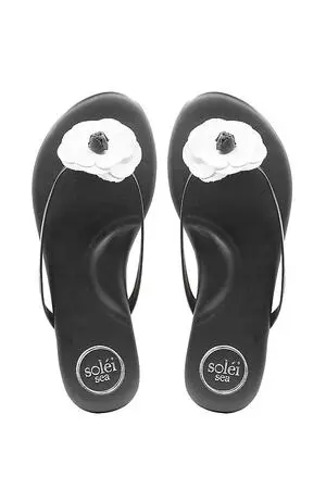 SOLEI SEA Valenta Flip-flop Sandals With Floral Embellishment - Black & White Pattern