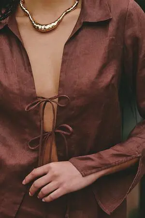 L*Space Linen Tie Shirt - Brown