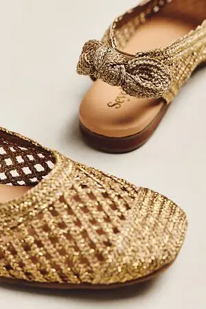 Seychelles Birdie Ankle-tie Slingback Flats - Gold