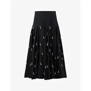 LEEM Pearl-embellished Woven Maxi Skirt