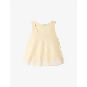 Sandro Sleeveless Lace-trim Satin Top - Light Yellow