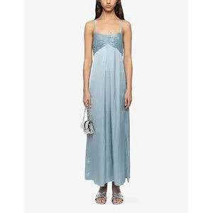 Zadig&Voltaire Rippie V-neck Satin Maxi Dress