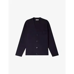 Sandro Crochet-flower V-neck Knitted Cardigan - Navy Blue