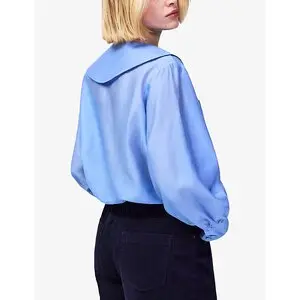 RO&ZO Oversized-collar Lyocell-blend Blouse