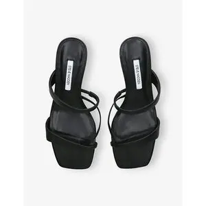 Steve Madden Ajay Heeled Leather Sandals - Black