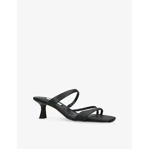 Steve Madden Ajay Heeled Leather Sandals - Black