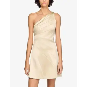 Sandro Slim-fit Satin Mini Dress - Latte
