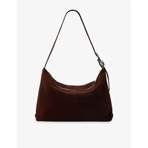 Whistles Curved Suede Shoulder Bag - Brown