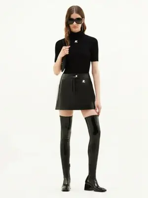 COURREGES Reedition Vinyl Mini Skirt - Black