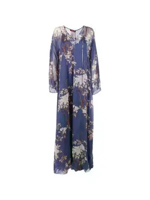 Max Mara Floral Print Slip Dress - Blue