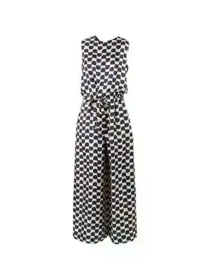 Max Mara Geometric Print Tie-waist Jumpsuit - Black