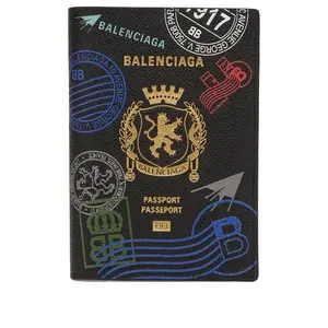 Balenciaga Stamps Passport Holder - Black/multicolor