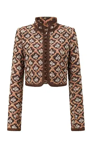 INTO THE EAST Sonneratia Embroidered Silk-Blend Coat