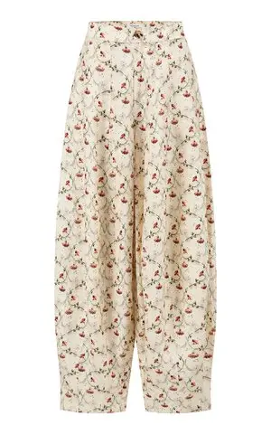 INTO THE EAST Hibiscus Vine Wide-Leg Pants