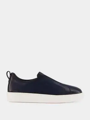 Santoni Calf Leather Slip-on Sneakers - Blue