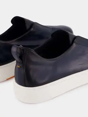 Santoni Calf Leather Slip-on Sneakers - Blue