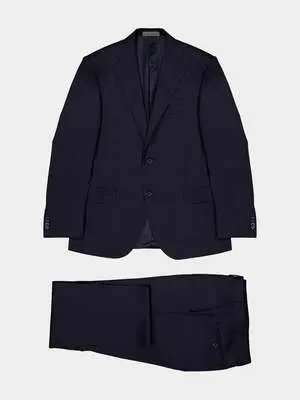 Corneliani Single-breasted Wool Navy Suit - Blue