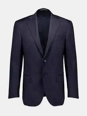 Corneliani Single-breasted Wool Navy Suit - Blue