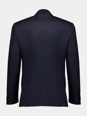 Corneliani Single-breasted Wool Navy Suit - Blue
