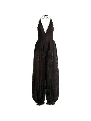 Etro Lace Paisley Motif Halterneck Jumpsuit - Brown