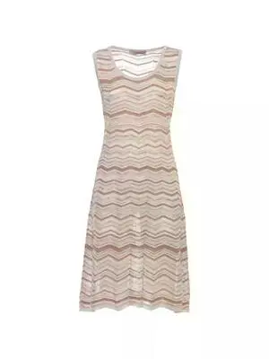 D.exterior Sleeveless Zigzag Midi Dress - Neutrals