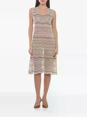 D.exterior Sleeveless Zigzag Midi Dress - Neutrals