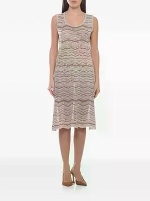 D.exterior Sleeveless Zigzag Midi Dress - Neutrals