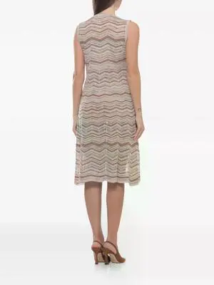 D.exterior Sleeveless Zigzag Midi Dress - Neutrals