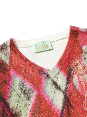 Aries Digi Patchwork V-neck Sweater