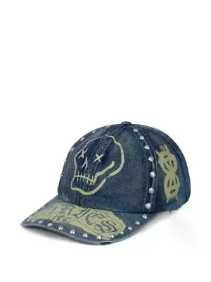 Aries Skull-print Denim Cap
