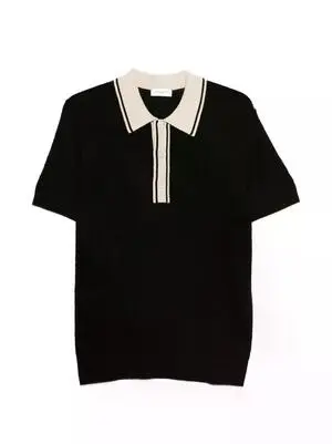 PAOLO PECORA Striped-collar Knitted Polo Shirt