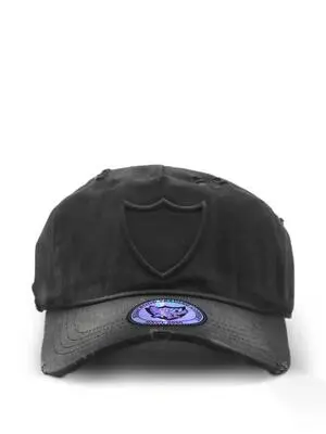 HTC LOS ANGELES Distressed Shield-logo Baseball Cap - Black