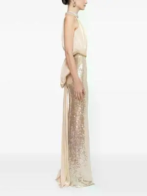 NISSA Bow Detail Sequin Maxi Dress