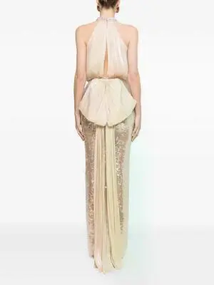 NISSA Bow Detail Sequin Maxi Dress
