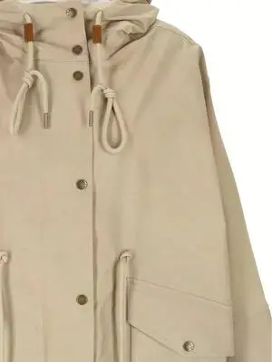 Moncler Drawstring Hooded Coat - Neutrals