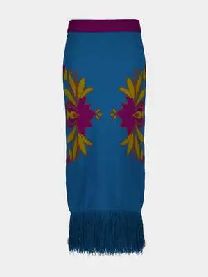 PAULA Turner Mykonos Jacquard Skirt With Fringes - Blue