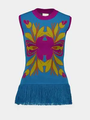 PAULA Tina Mykonos Jacquard Tank Top With Fringe - Multicolour