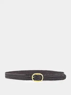 TOM FORD Woven Leather Oval Belt - Grey