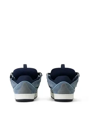 LANVIN Curb Leather Sneakers - Grey/blue