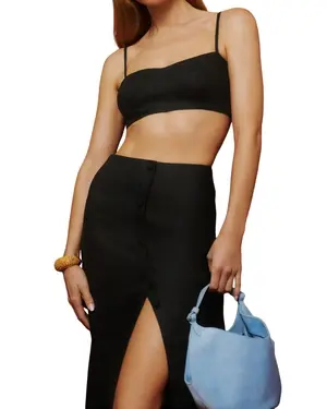 REFORMATION Andi Linen Maxi Skirt - Black