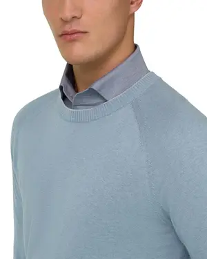 Boggi Milano Crewneck Cashmere Blend Sweater - Light Blue