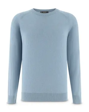 Boggi Milano Crewneck Cashmere Blend Sweater - Light Blue
