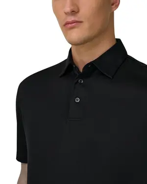 Boggi Milano Cotton, Polyester, And Silk Blend Polo Shirt - Black